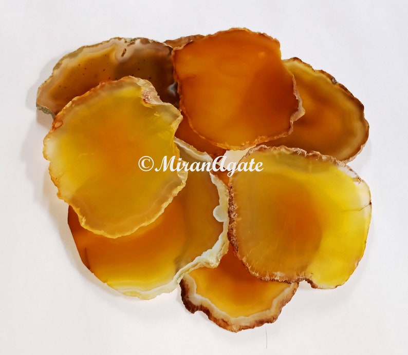 Set of 4 Yellow Agate Coastersdrink-ware Coaster Set Gold or - Etsy