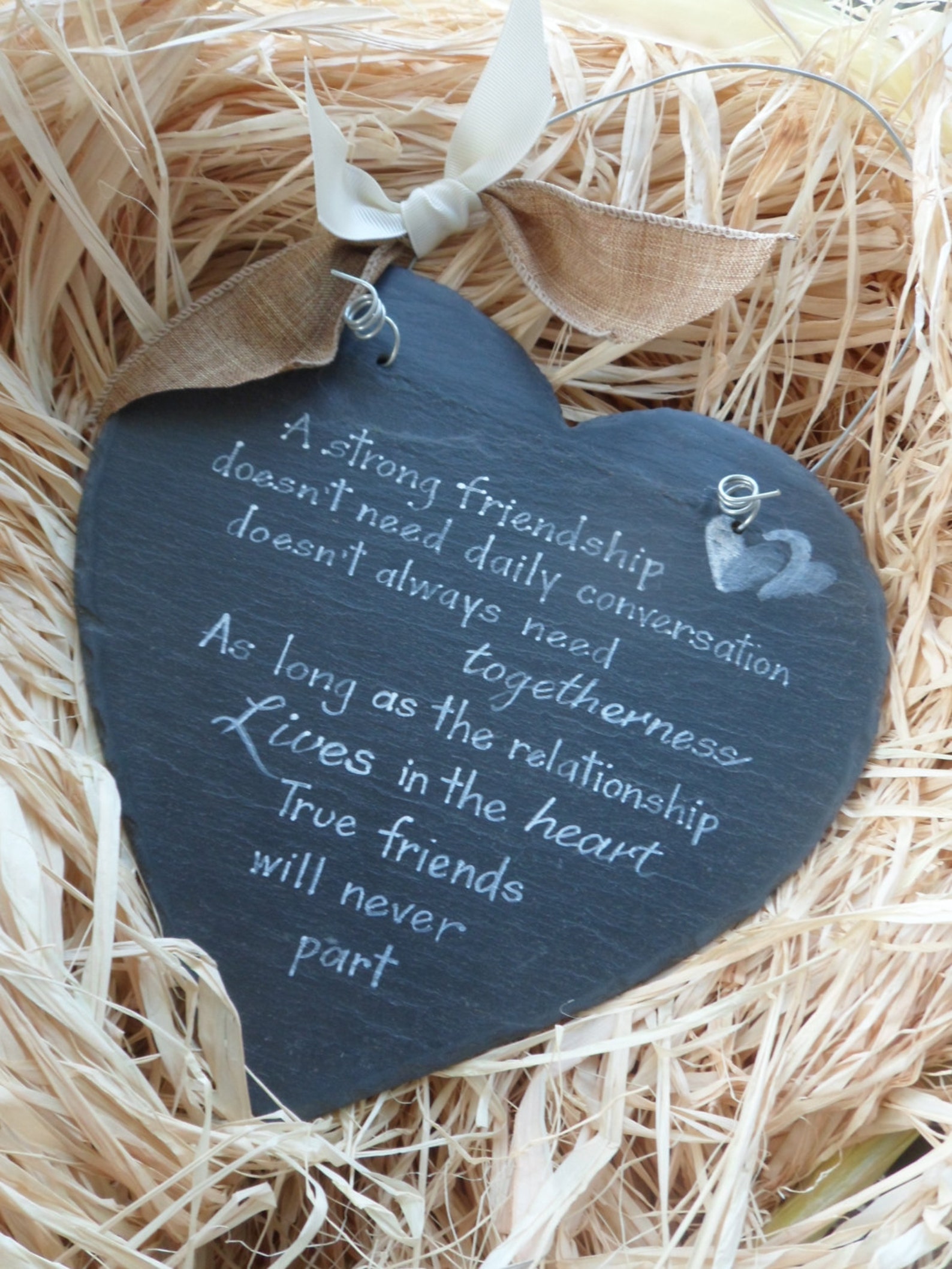 Hanging Welsh Slate Hearts, Friendship Quotes, Handmade Thoughtful ...