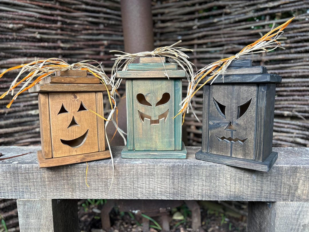 Rustic Wood Jack O Lantern, Custom Halloween Wood Pumpkin Handmade ...