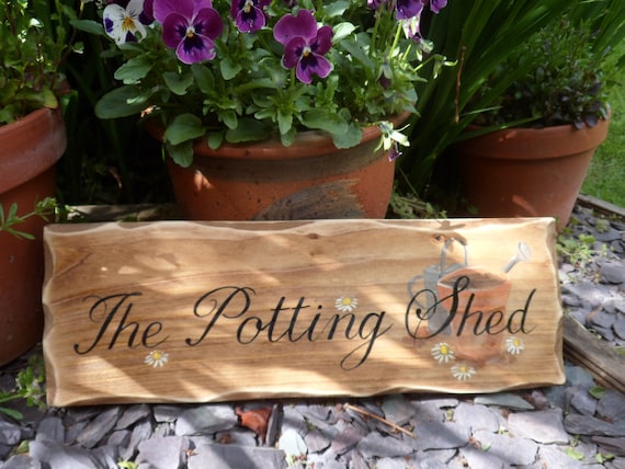 The Potting Shed Sign Custom Hand Illustrated Wood Signs for - Etsy