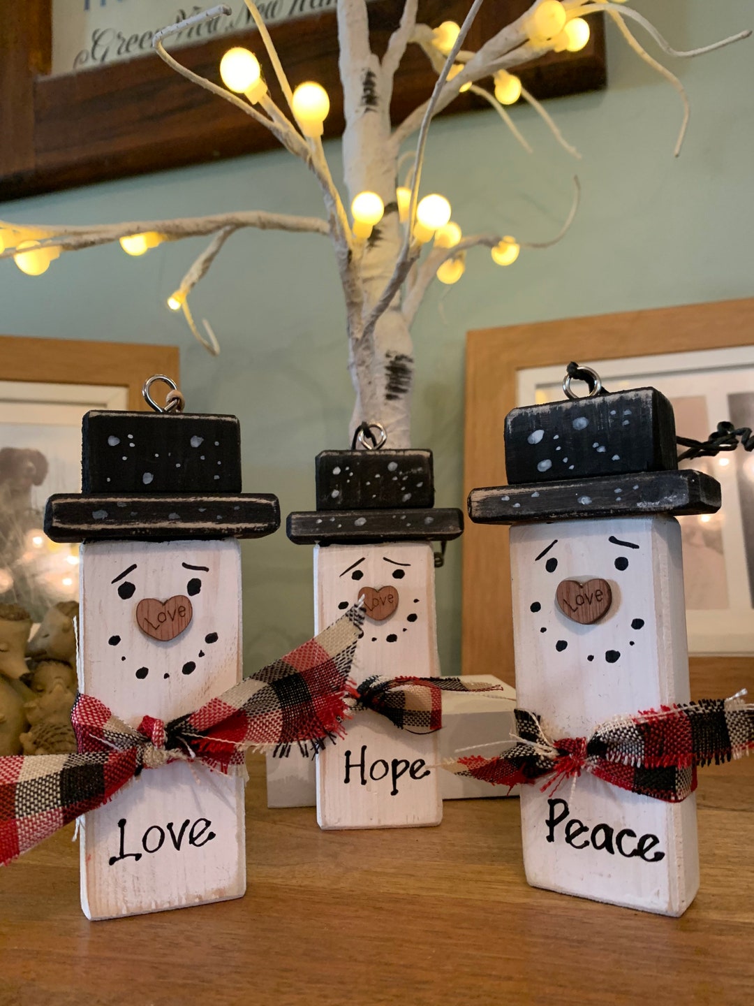 Personalised Handmade Hanging Snowmen Decoration. Custom Christmas ...