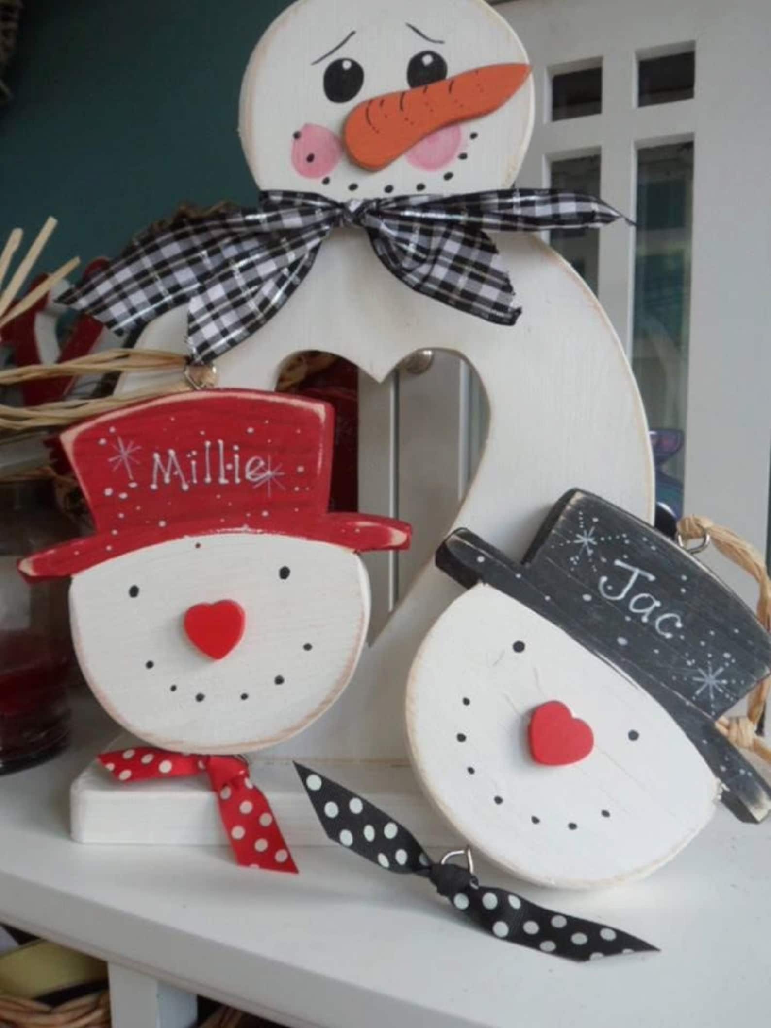 Personalised Handmade Hanging Snowmen Decoration. Custom - Etsy UK