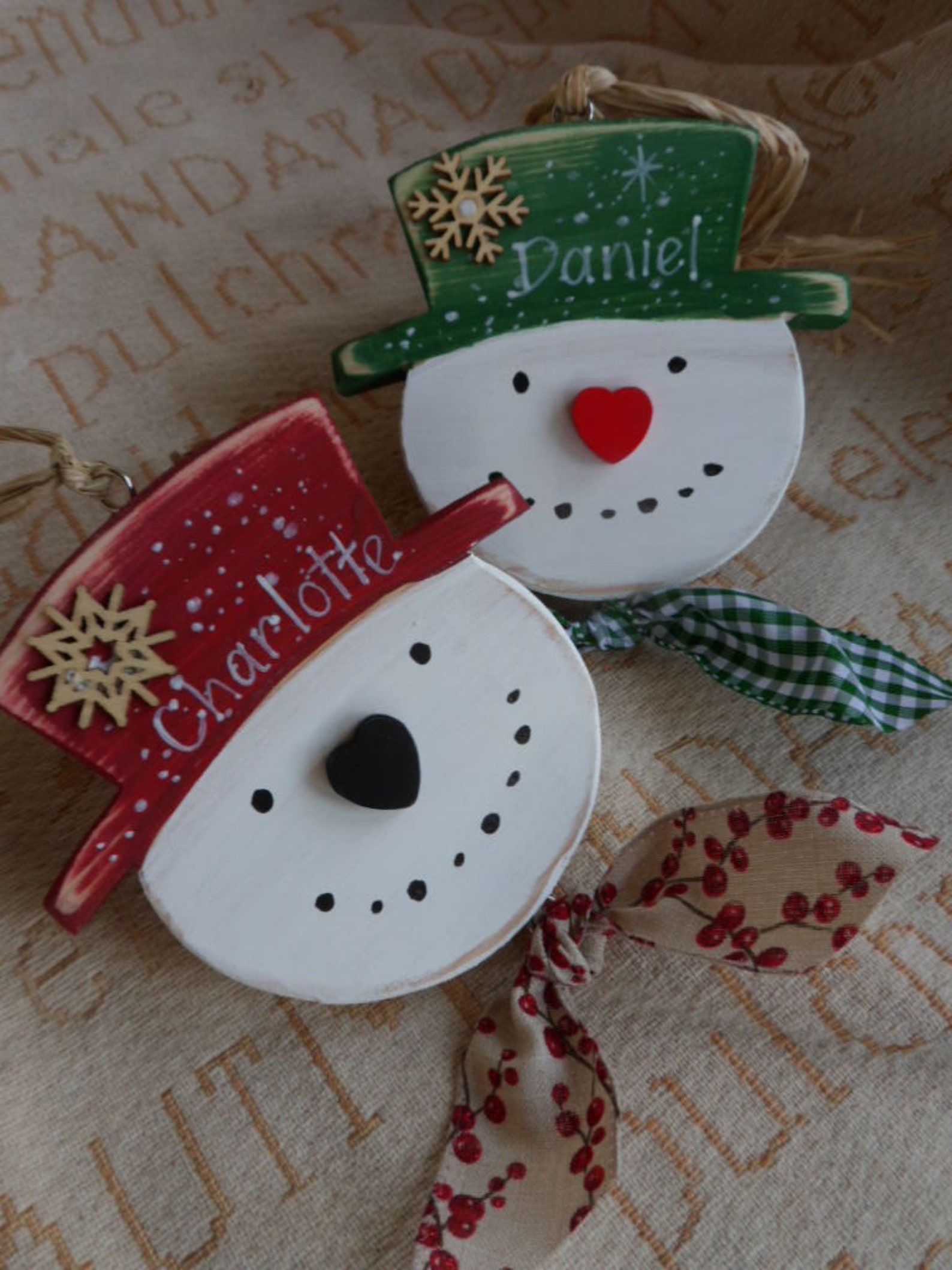 Personalised Handmade Hanging Snowmen Decoration. Custom - Etsy UK