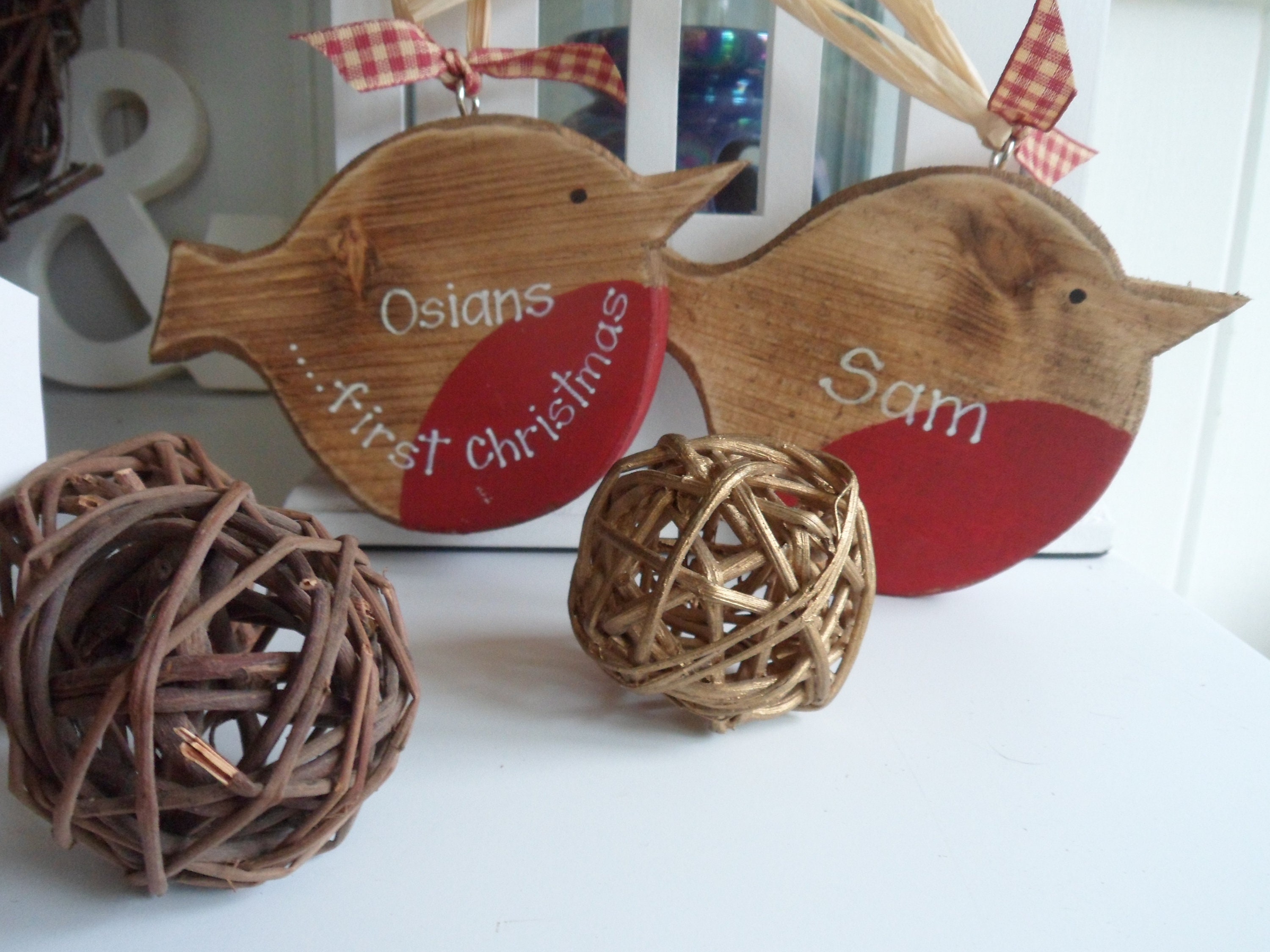 Personalised Wood Christmas Robin Bespoke Christmas decoration My first ...
