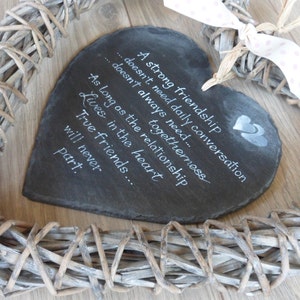 Hanging Welsh Slate Hearts, Friendship Quotes, Handmade Thoughtful ...