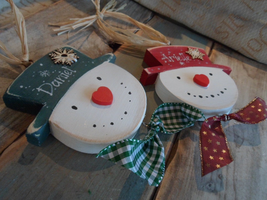 Personalised Handmade Hanging Snowmen Decoration. Custom Christmas ...
