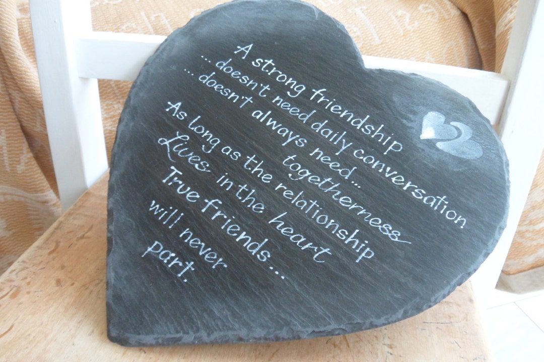 Hanging Welsh Slate Hearts, Friendship Quotes, Handmade Thoughtful ...