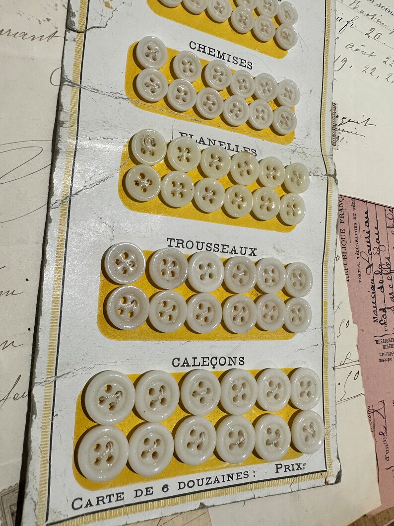 1910 Antique French Lingerie Glass Milk Buttons on Card - Etsy