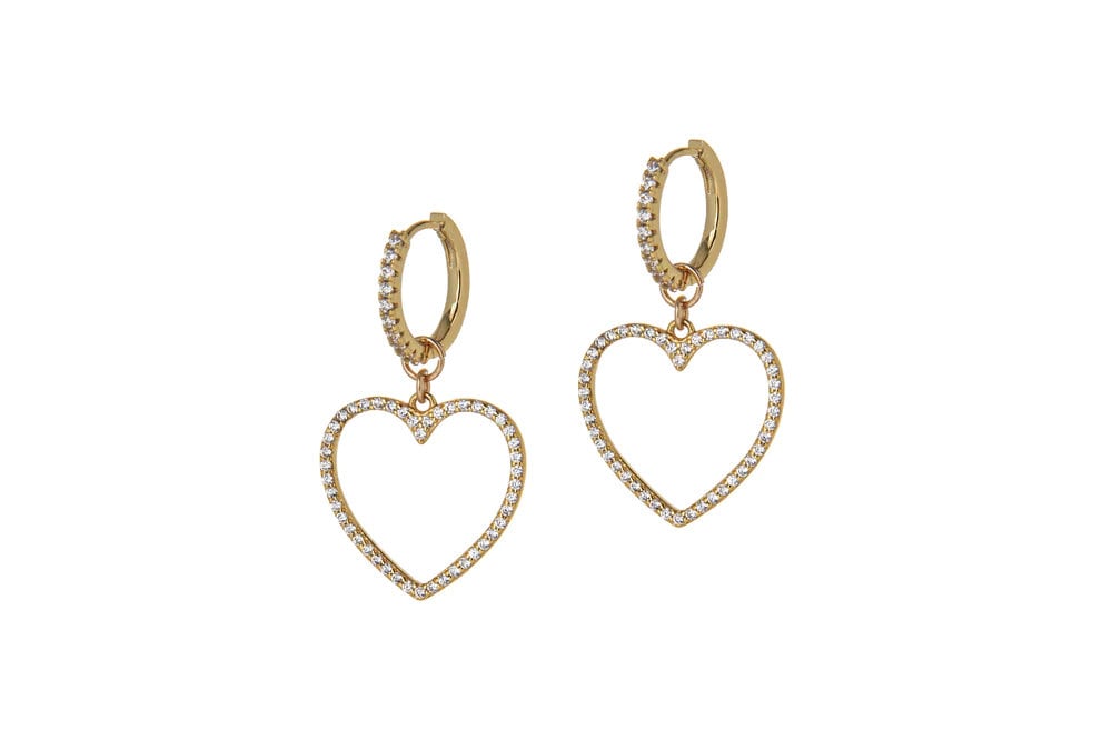 The Full Diamond Heart Hoops - Gold - Etsy