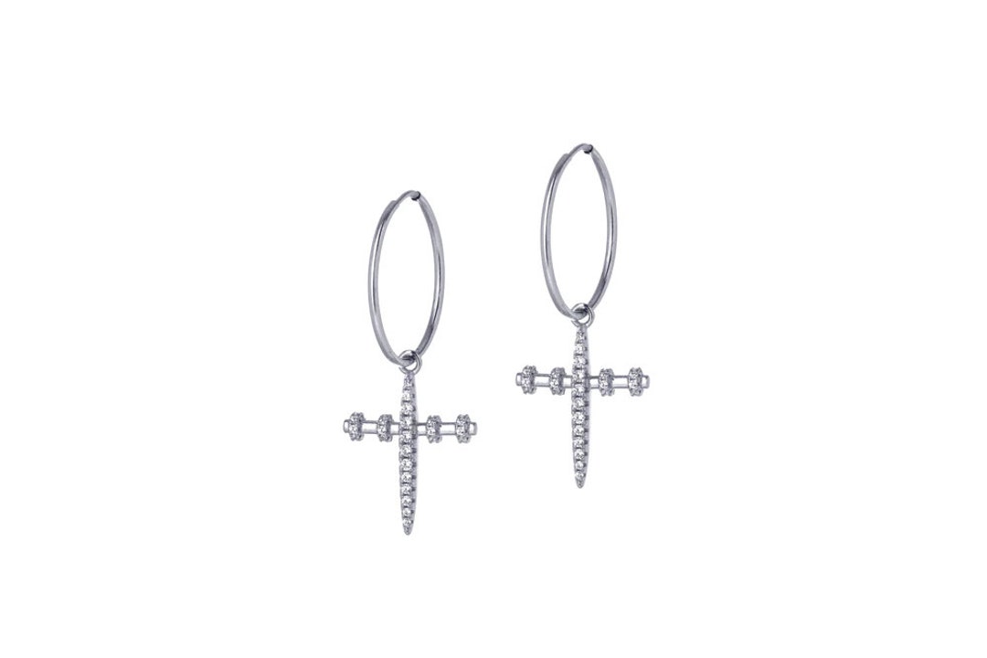 Alix - the Exclusive Pm Cross Hoops - Silver - Etsy UK