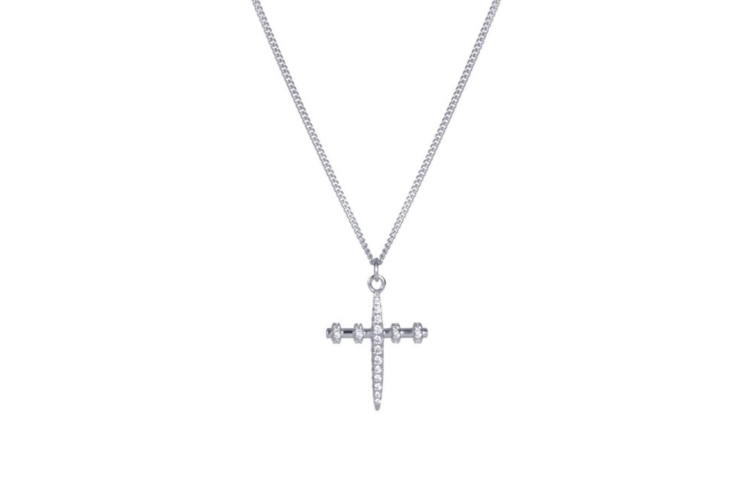 Alix - the Exclusive Pm Cross Hoops Chain - Silver - Etsy