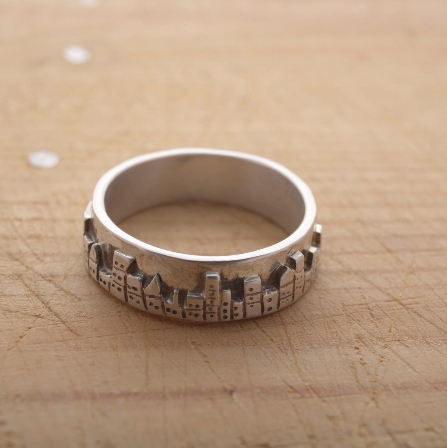 City Skyline Ring for Men Sterling Silver Urban Mens Ring - Etsy