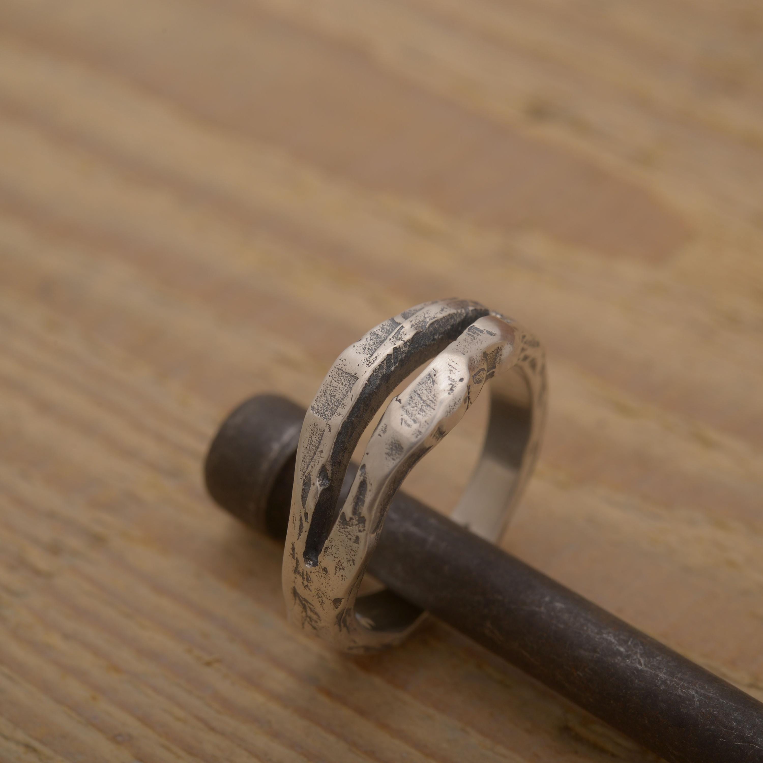 Statement Mens Ring, Sterling Silver Earthy Inspired Ring, 9mm Wide ...