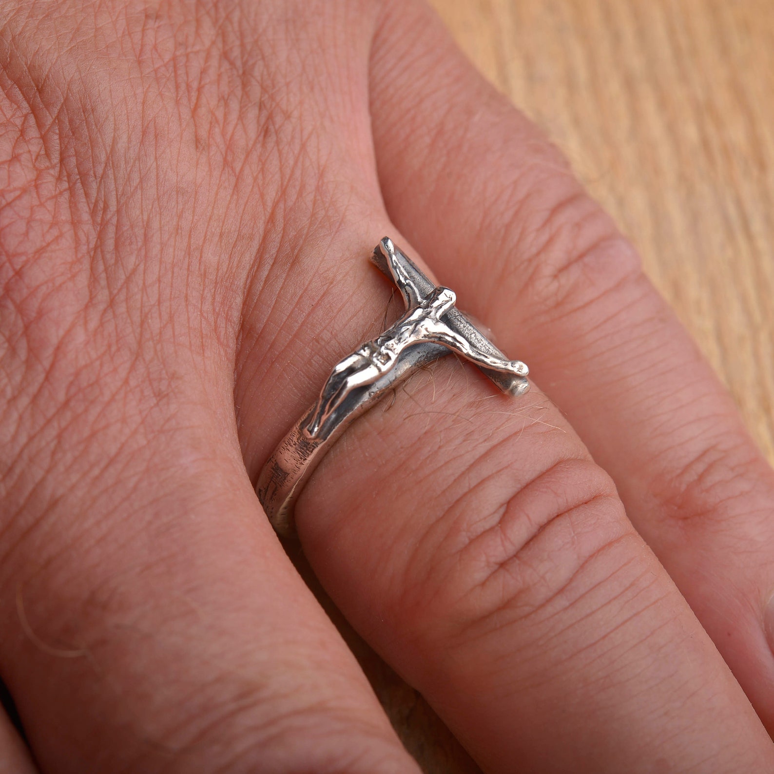 Sterling Silver Crucifix Ring for Men Women, Jewelry for Christians ...
