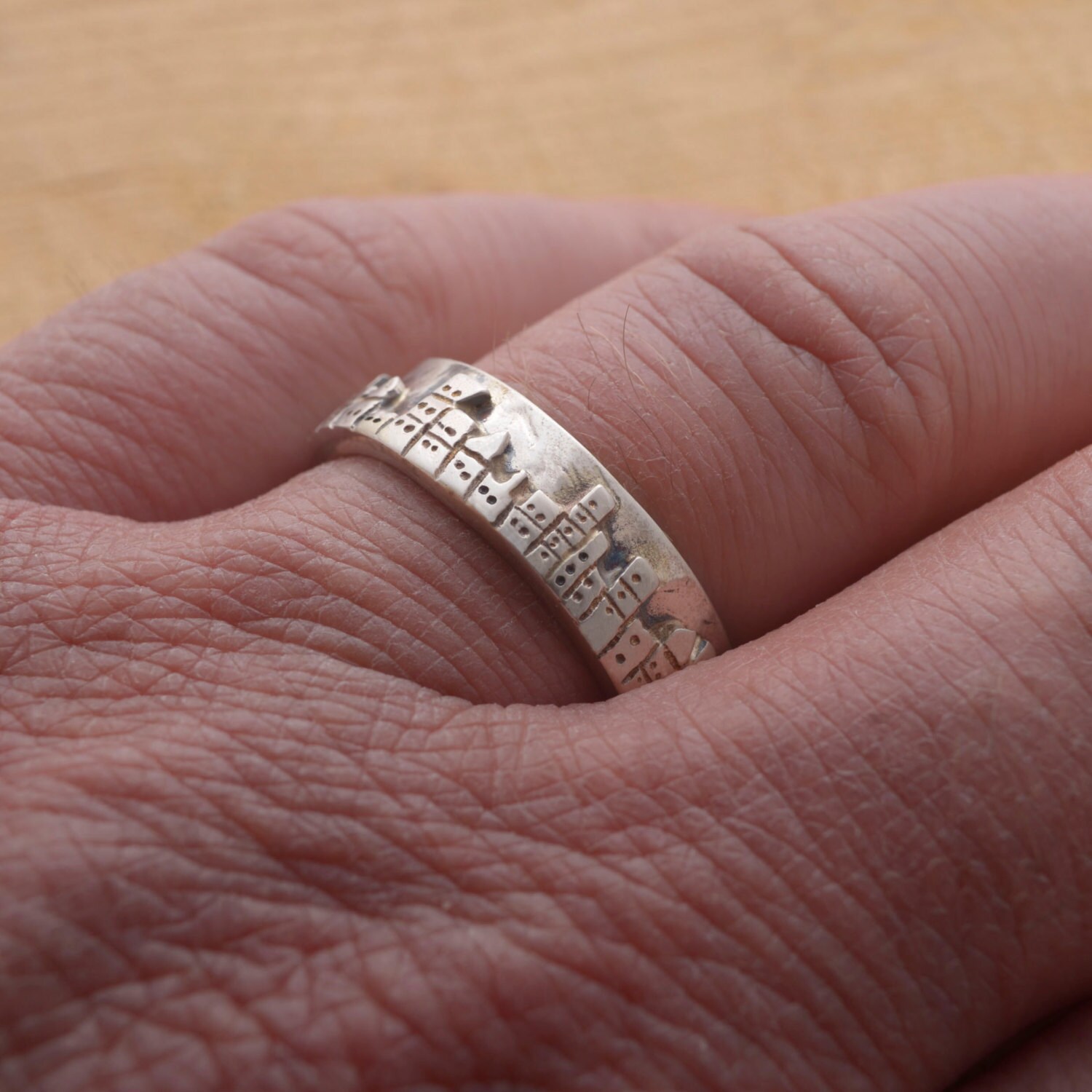 City Skyline Ring for Men Sterling Silver Urban Mens Ring - Etsy