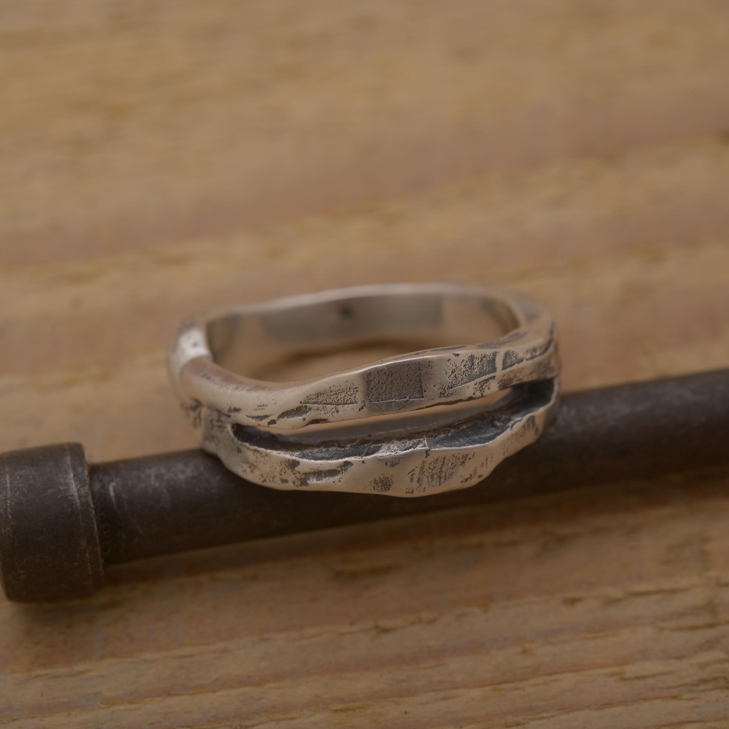 Statement Mens Ring, Sterling Silver Earthy Inspired Ring, 9mm Wide ...