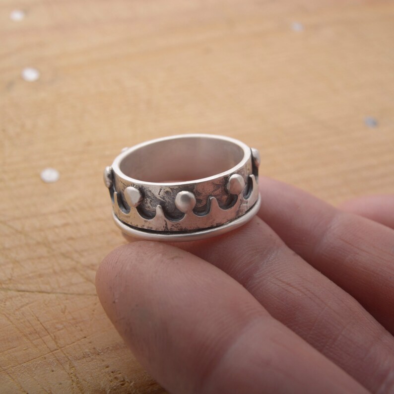 King Ring for Men Sterling Silver Royal Ring for Men 10mm - Etsy