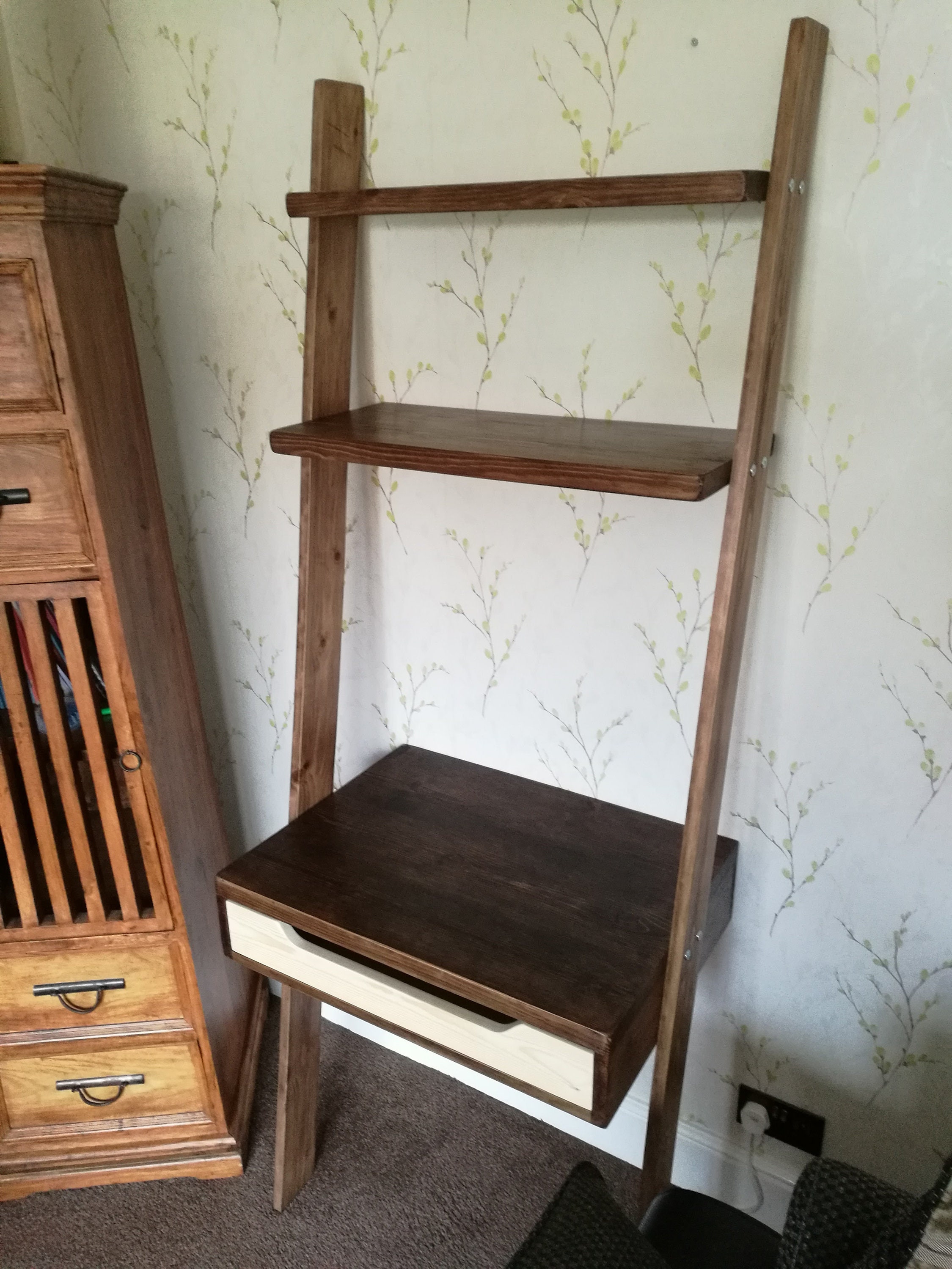 Lean to desk handmade wooden ladder desk with drawer Etsy