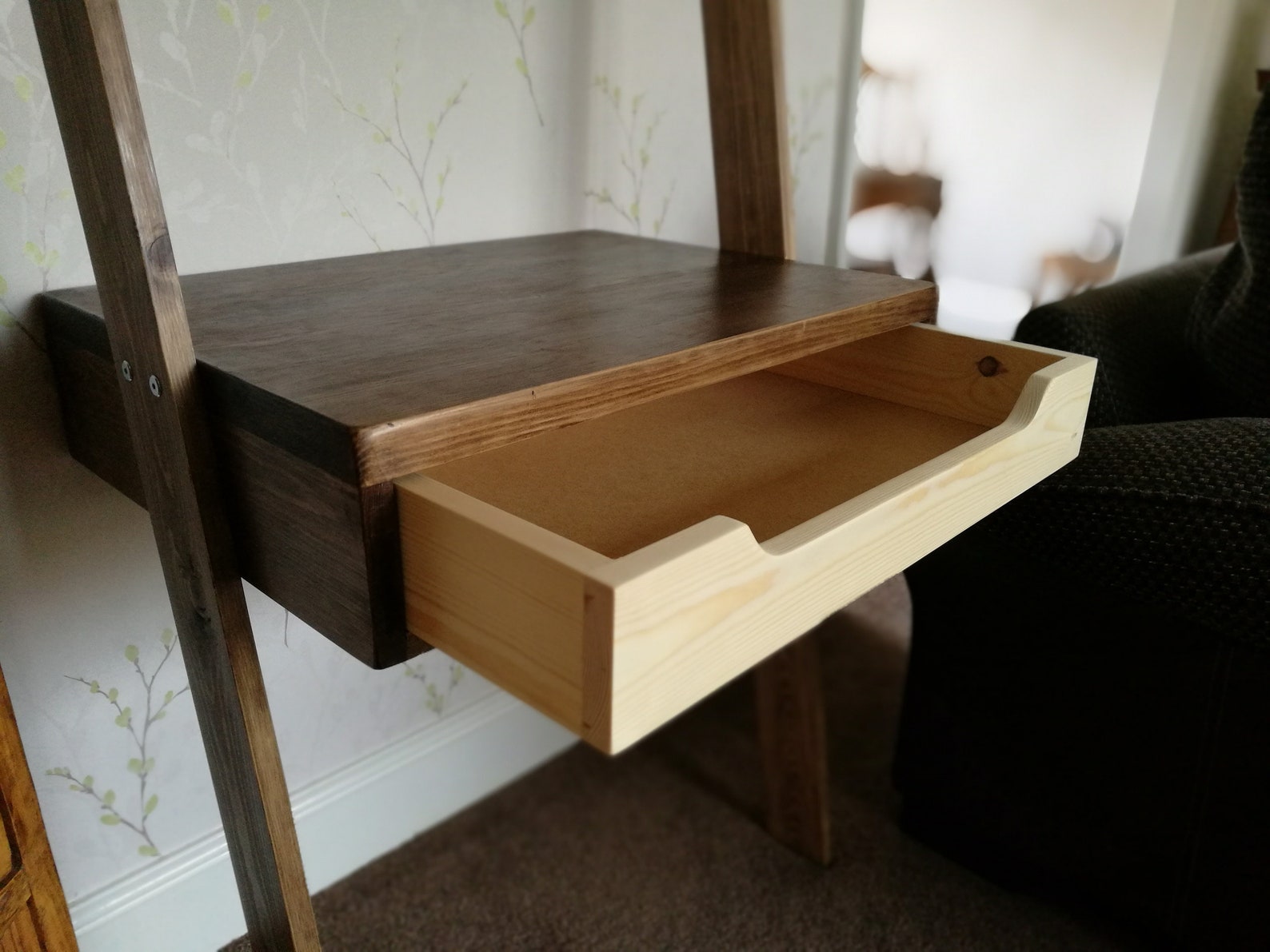 Lean to Desk Handmade Wooden Ladder Desk With Drawer - Etsy UK