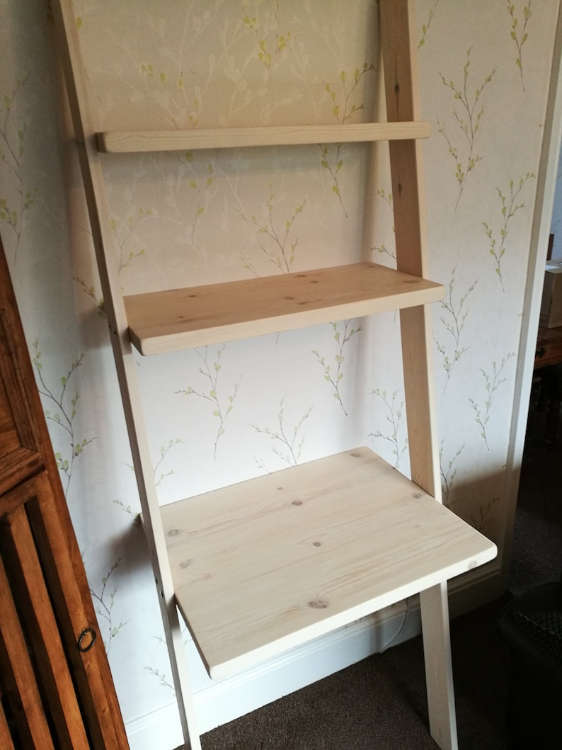 Lean to Desk Handmade Wooden Ladder Desk - Etsy UK