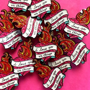UN CHINGO, I Love You, Flaming Heart, Cute Enamel Pins - Etsy
