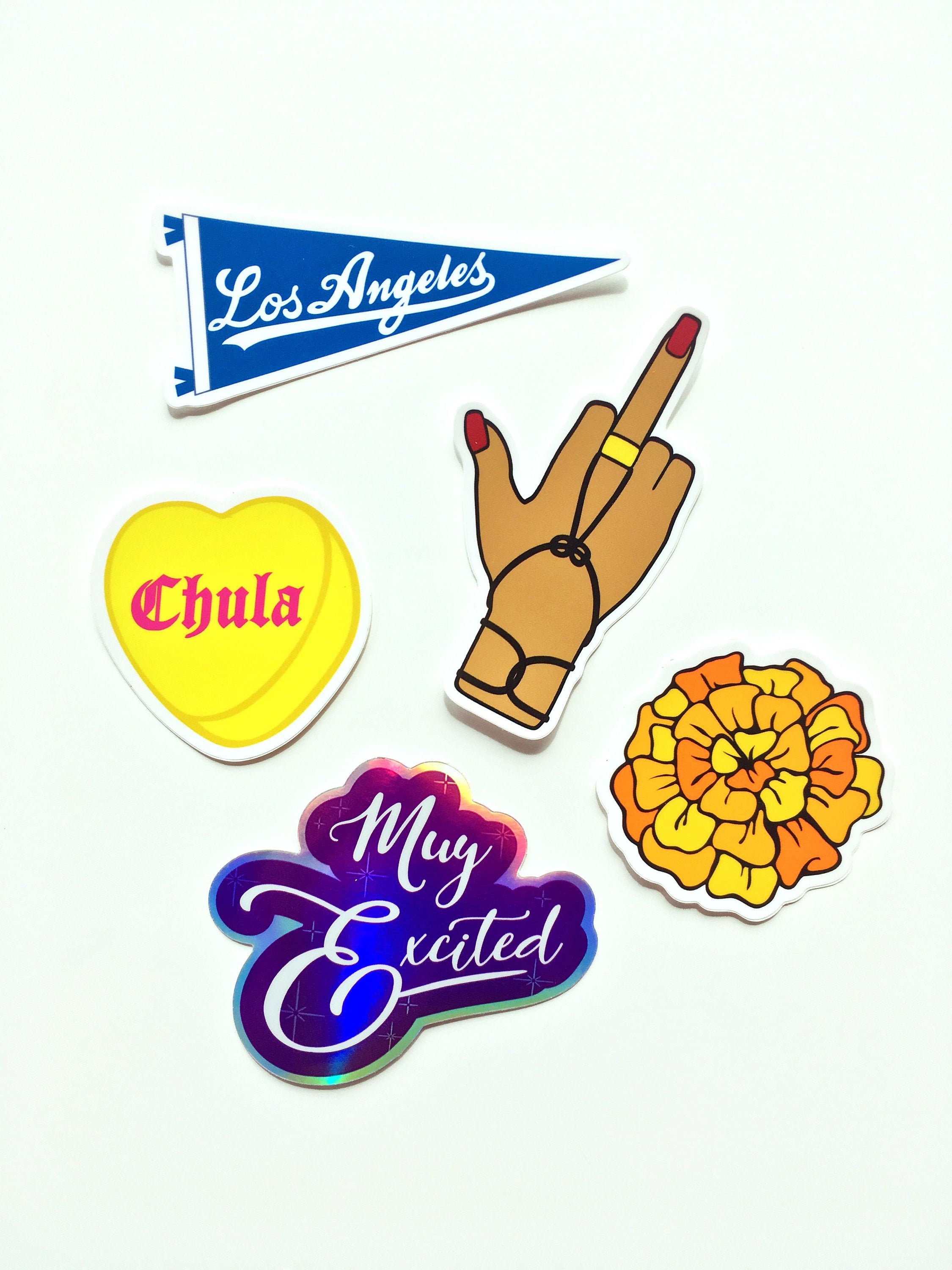 Vinyl Sticker 5 PACK, Chula, Los Angeles, Marigold, Muy Excited, Chola ...