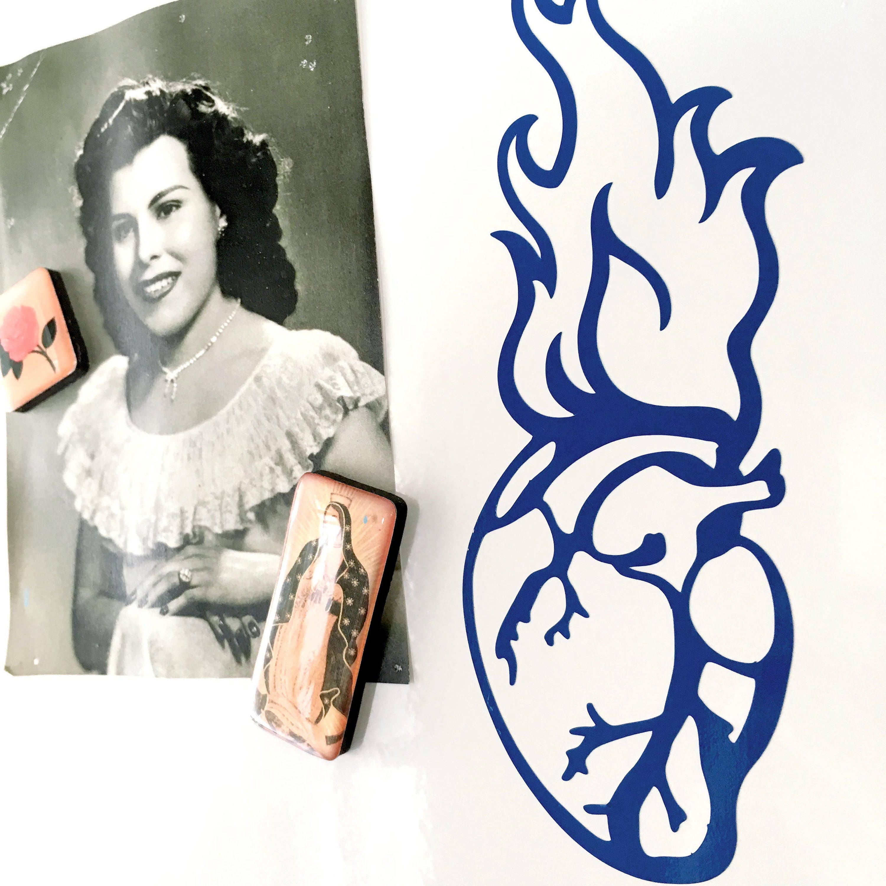 EX-VOTO DESIGN, Flaming Heart, Chicana, Computer Decals - Etsy