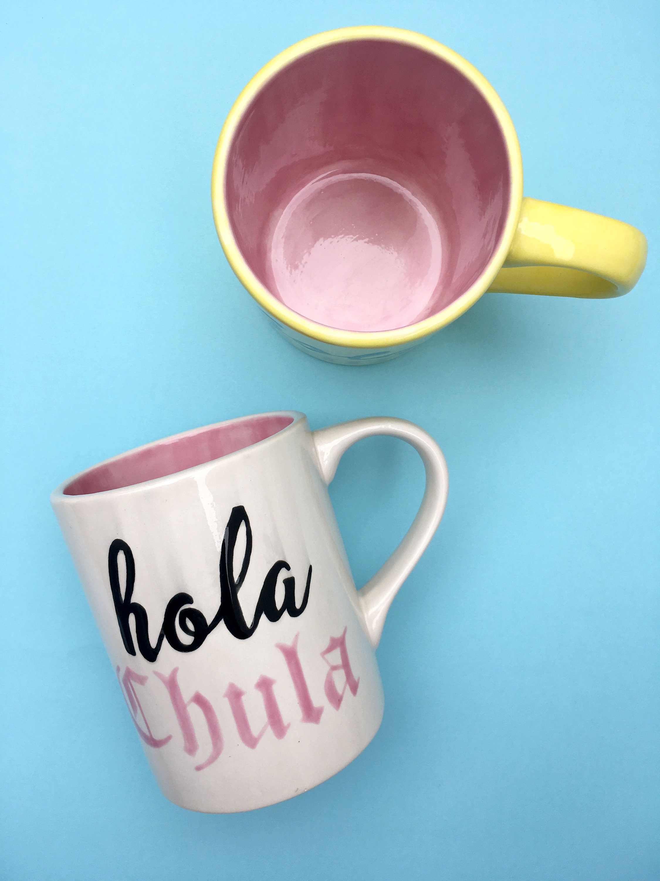 Yellow HOLA CHULA Hand Painted Mug | Etsy