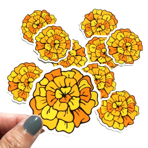 MARIGOLDS Flower Vinyl Sticker - Etsy