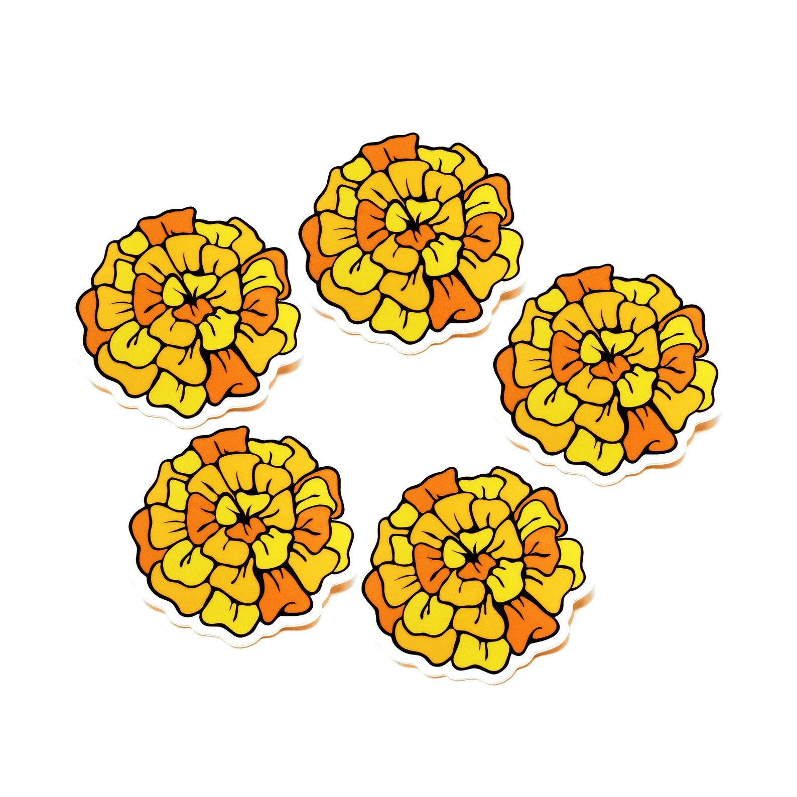 MARIGOLDS, Flower Vinyl Sticker (5 PACK) - Etsy