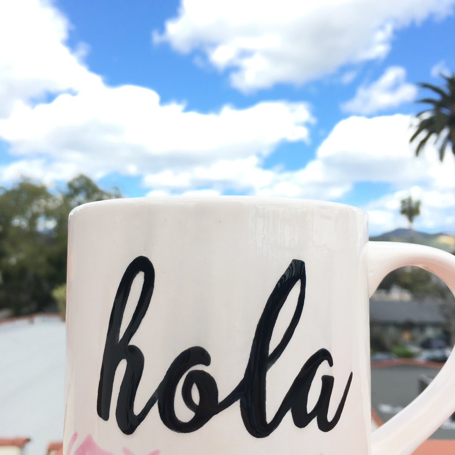 White HOLA CHULA Hand Painted Coffee Mug | Etsy