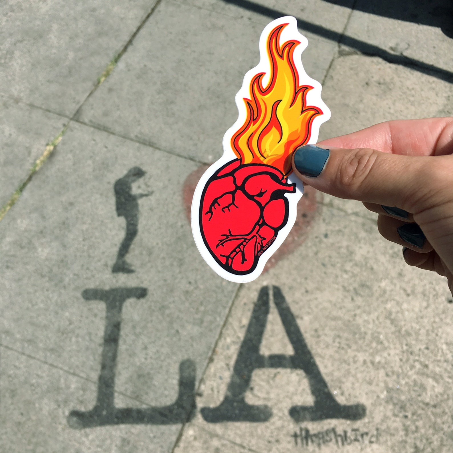 FLAMING HEART Glitter Heart Vinyl Sticker - Etsy