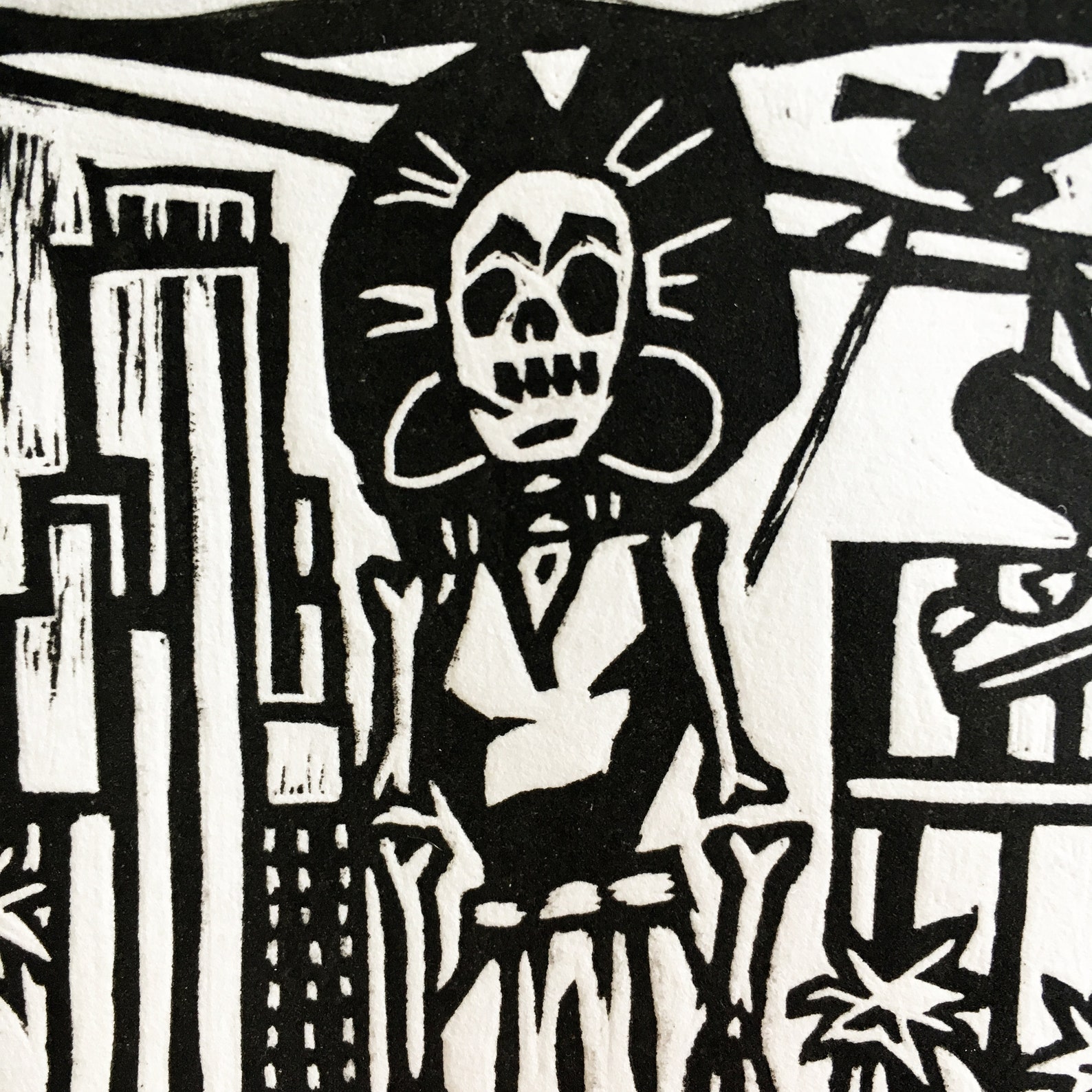 GREETINGS From MICTLAN ELA Chola Lino Cut Print | Etsy