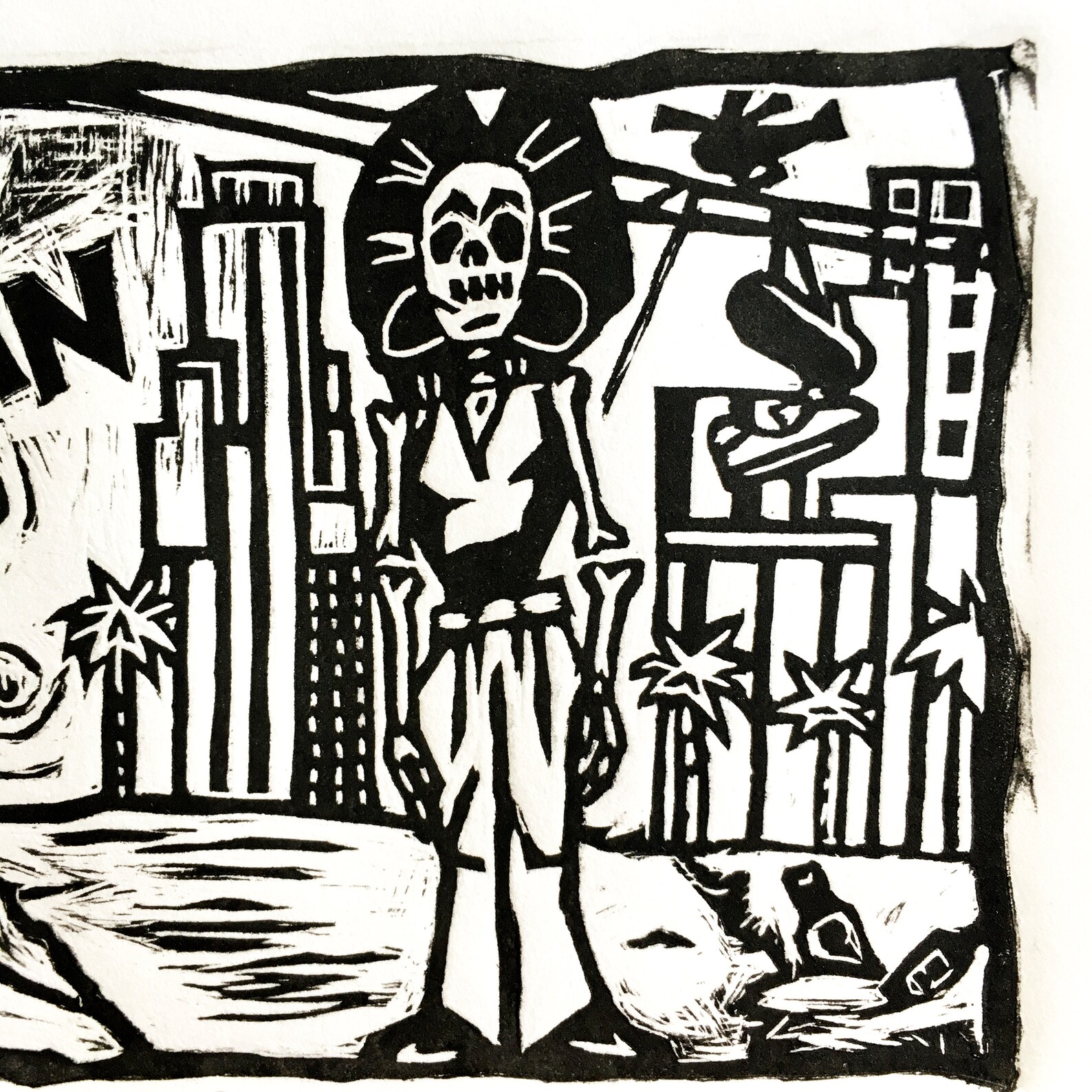 GREETINGS From MICTLAN ELA Chola Lino Cut Print - Etsy