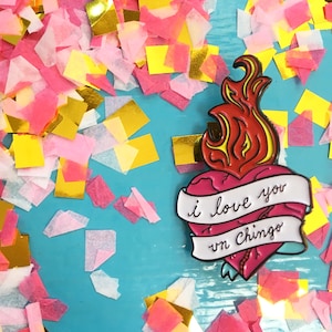 UN CHINGO, I Love You, Flaming Heart, Cute Enamel Pins - Etsy