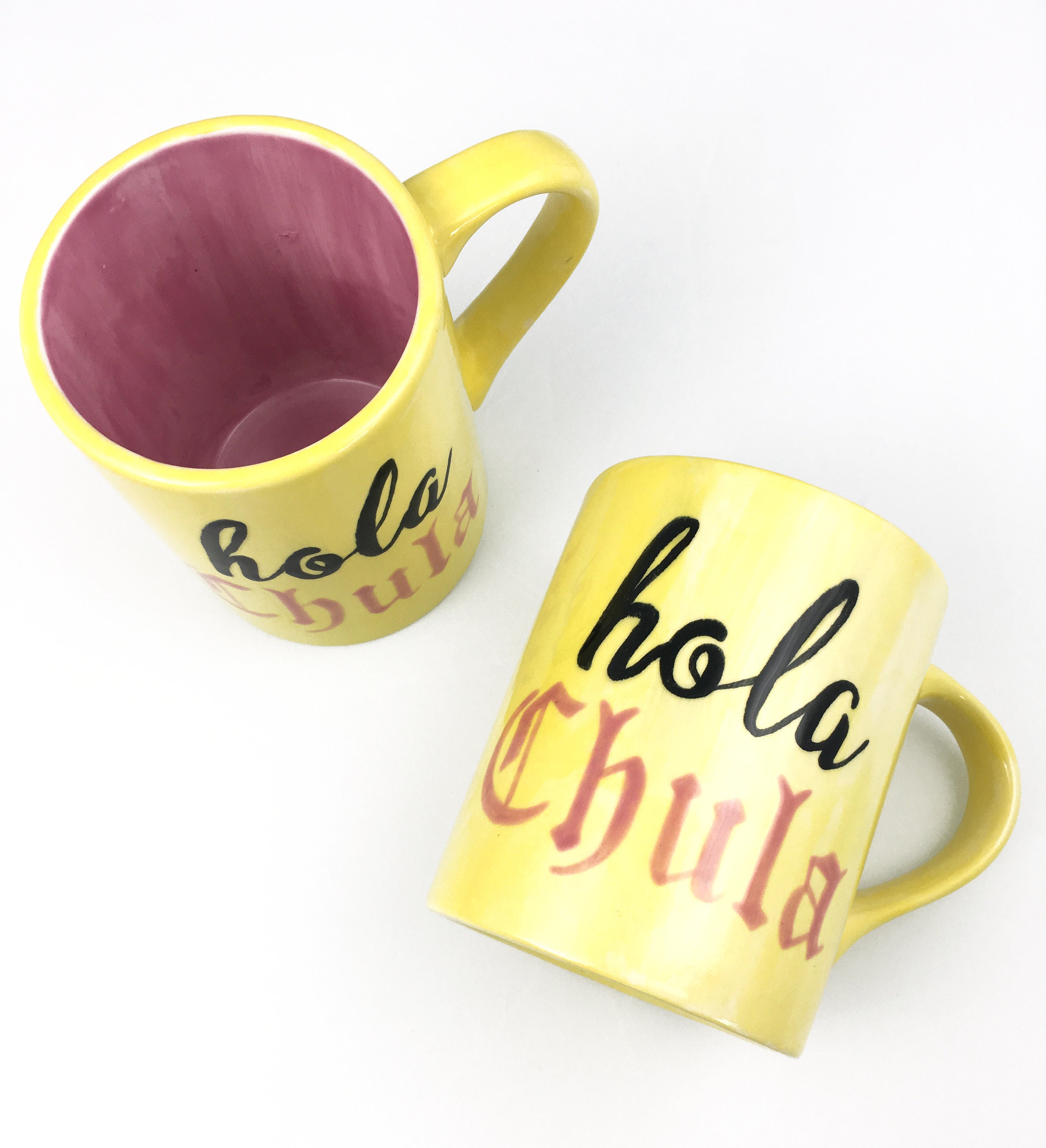 Yellow HOLA CHULA Hand Painted Mug | Etsy