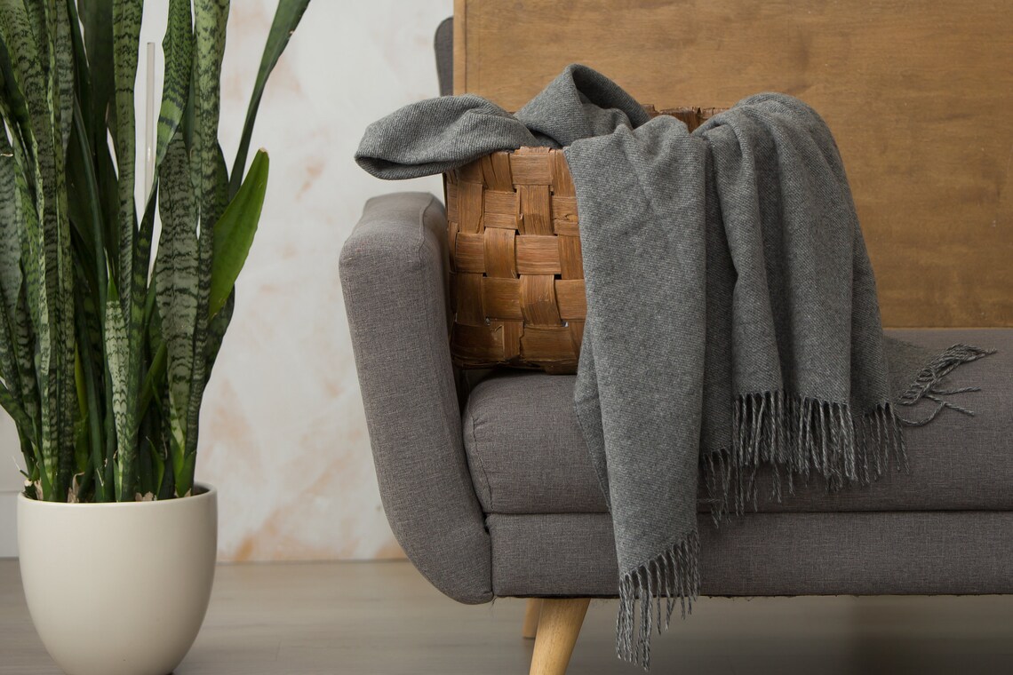 Graphite Dark Grey Merino Wool Solid Weave Knit Pattern Large - Etsy