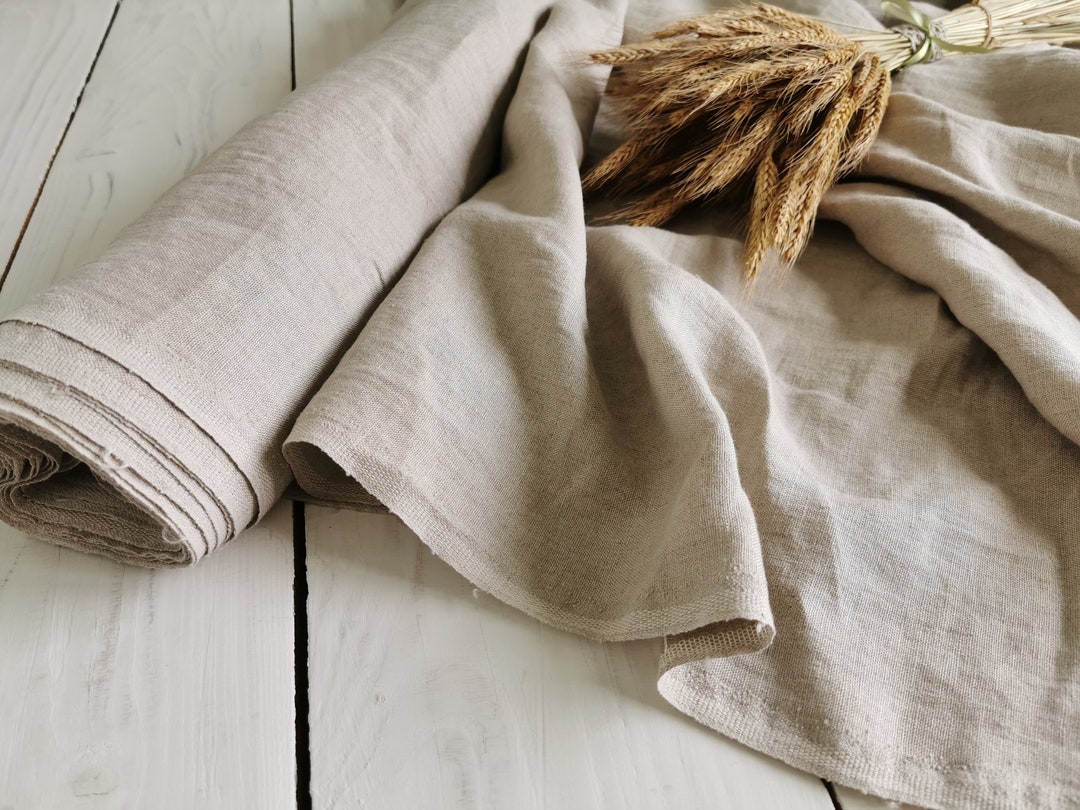 Natural Linen Fabric, Soft Washed Flax, Linen Cloth, Medium Weight ...