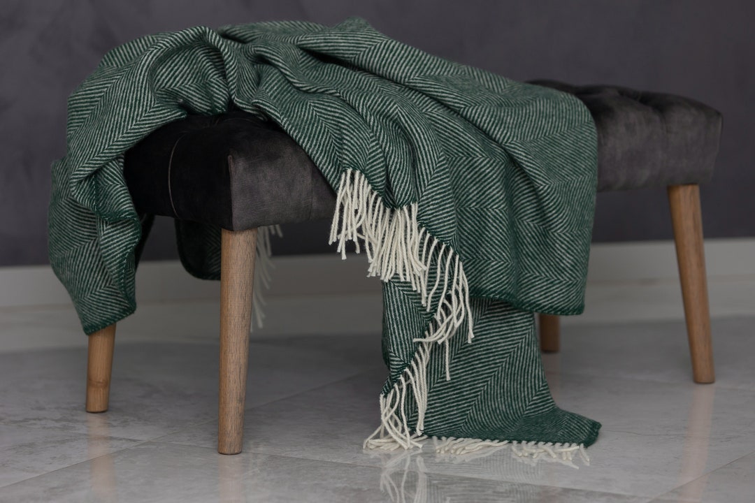 Dark Agave Green New Zealand Sheep Wool Chevron Pattern Warm Armchair ...