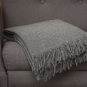Graphite Dark Grey Merino Wool Solid Weave Knit Pattern Large Sofa ...
