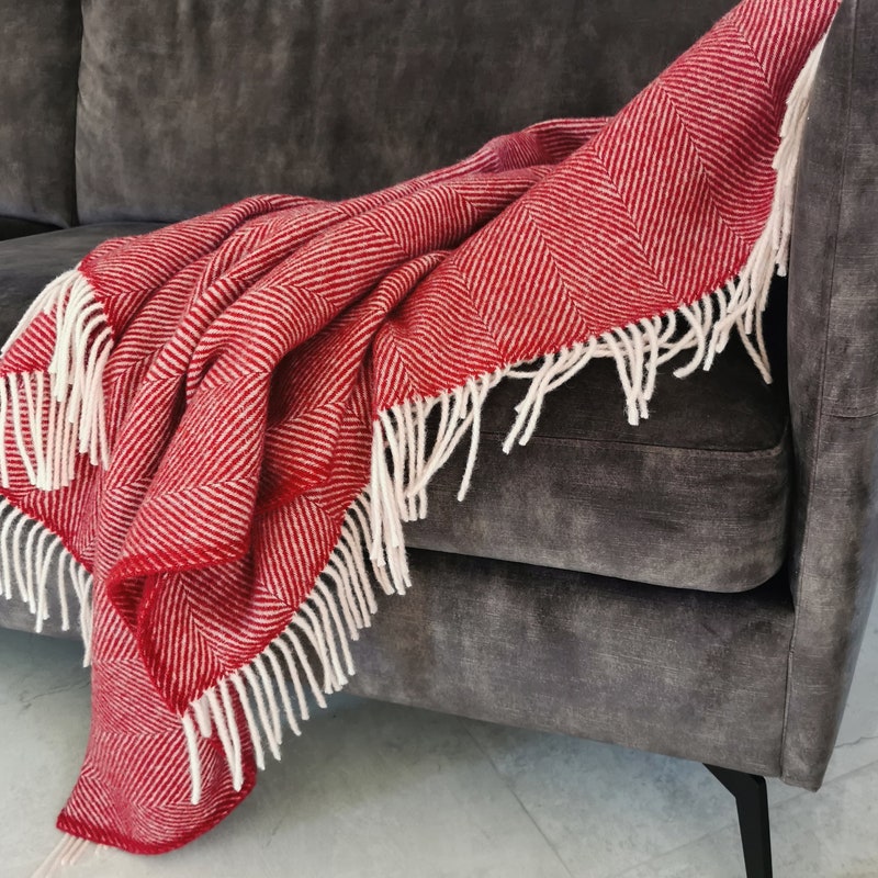 Red and White Throw - Etsy