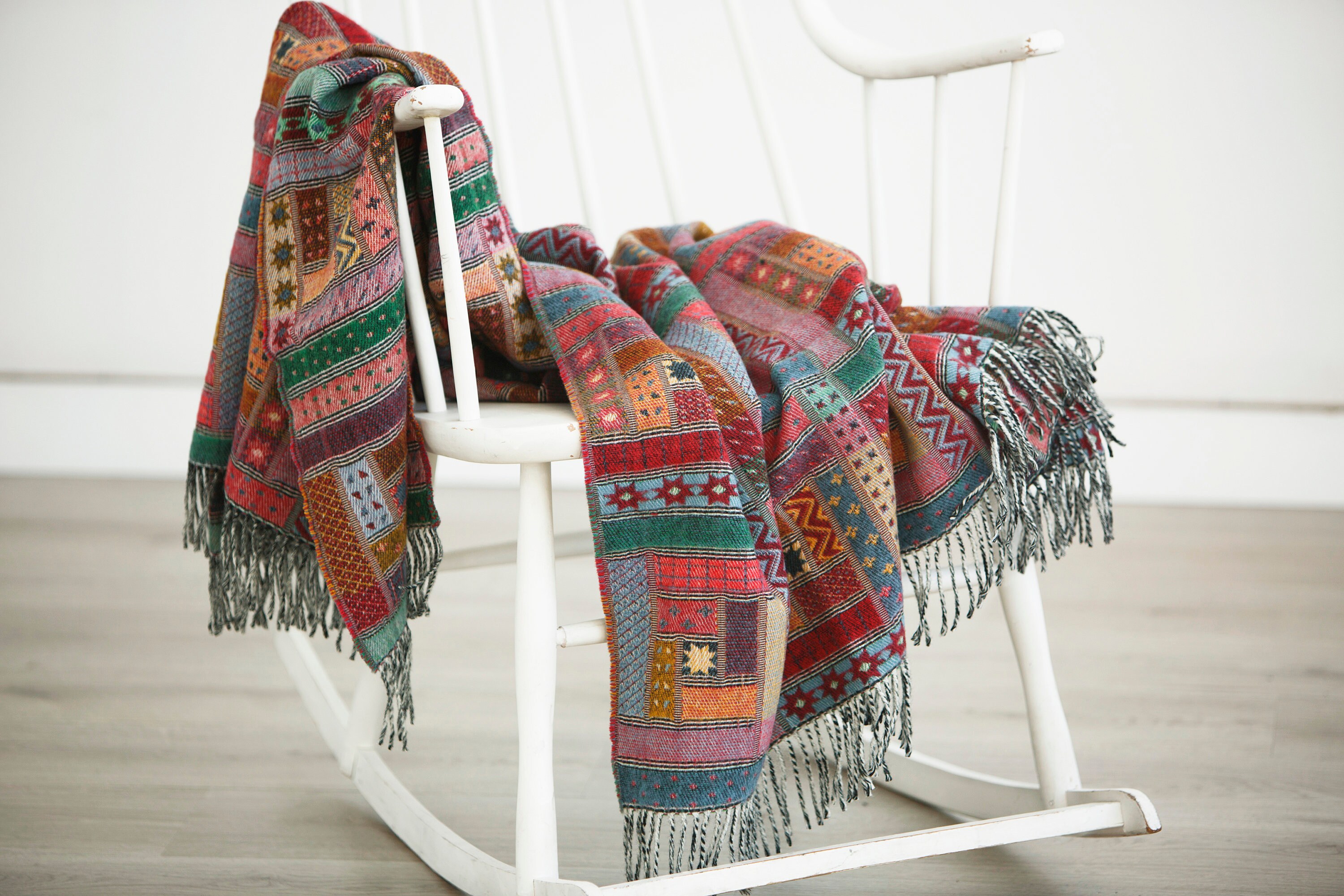 Aztec Style Merino Wool Colorful Plaid Blanket Throw High Quality Wool ...