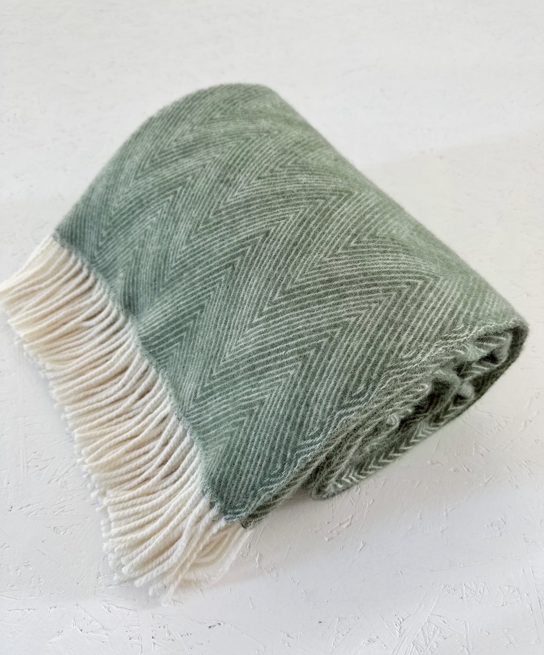 Natural Sheep Wool Sage Green Color Monochrome Textured Geometric Warm ...