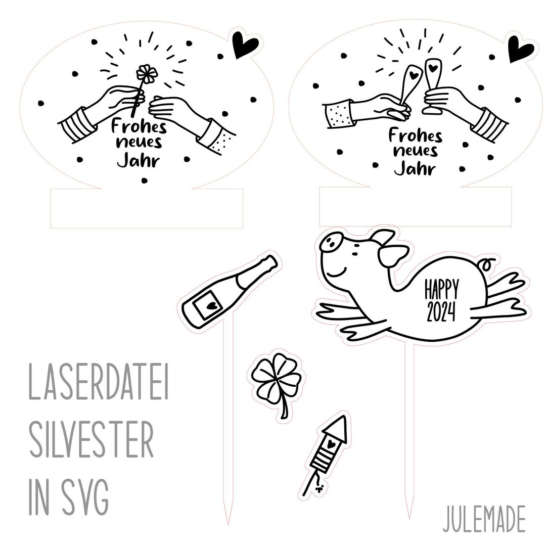 Silvester Laserdatei, Plotterdatei, SVG - Etsy