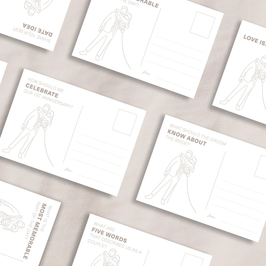For the Newlyweds Wedding Guest Questionnaire Advice Message Postcards ...