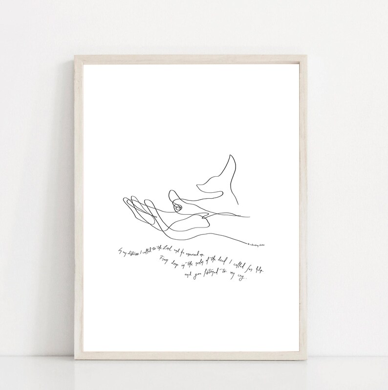 Jonah 2:2 Printable Faith Line Art - Etsy