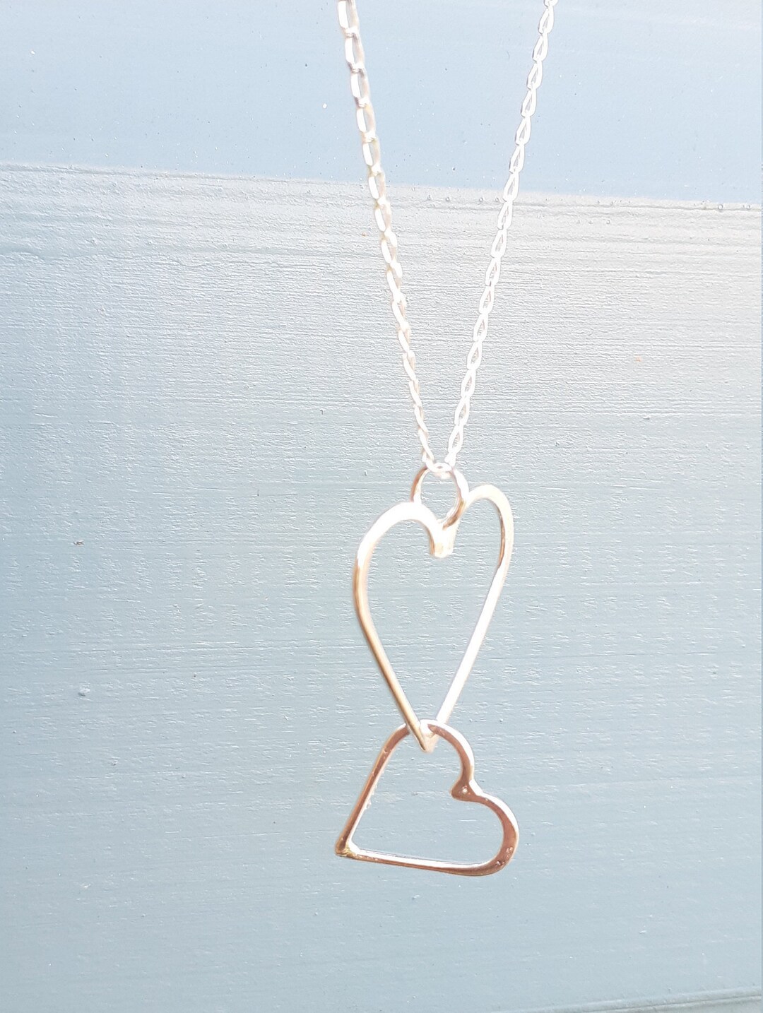 2 Heart Pendant Two Hearts Double Heart Pendant - Etsy