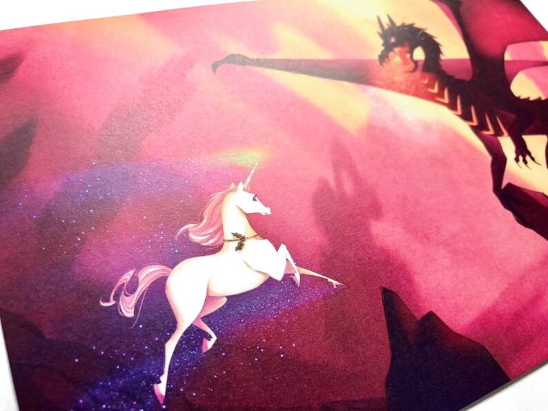 Medium Print - Unicorn Vs Dragon - Etsy