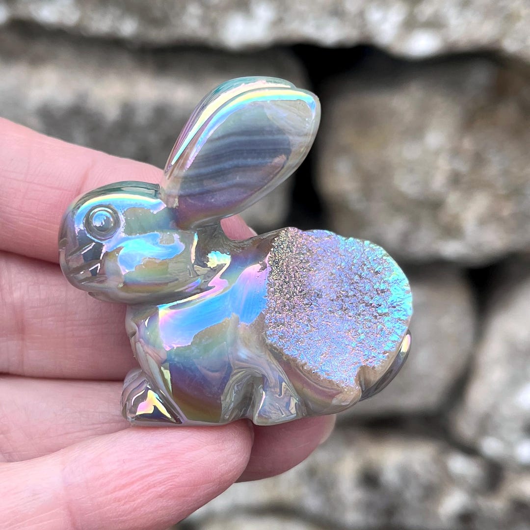 Aura Agate Druzy Rabbit - Etsy