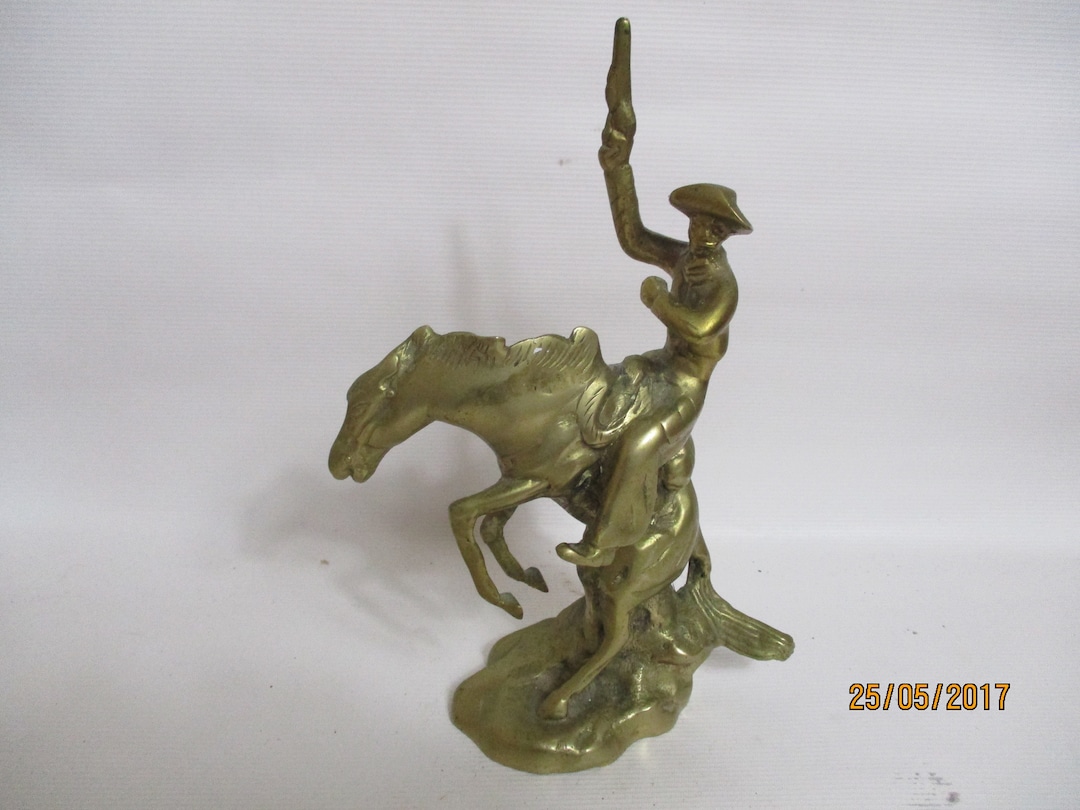 A Fabulous Vintage Collectible Solid Brass, Heavy, Cowboy and Horse ...